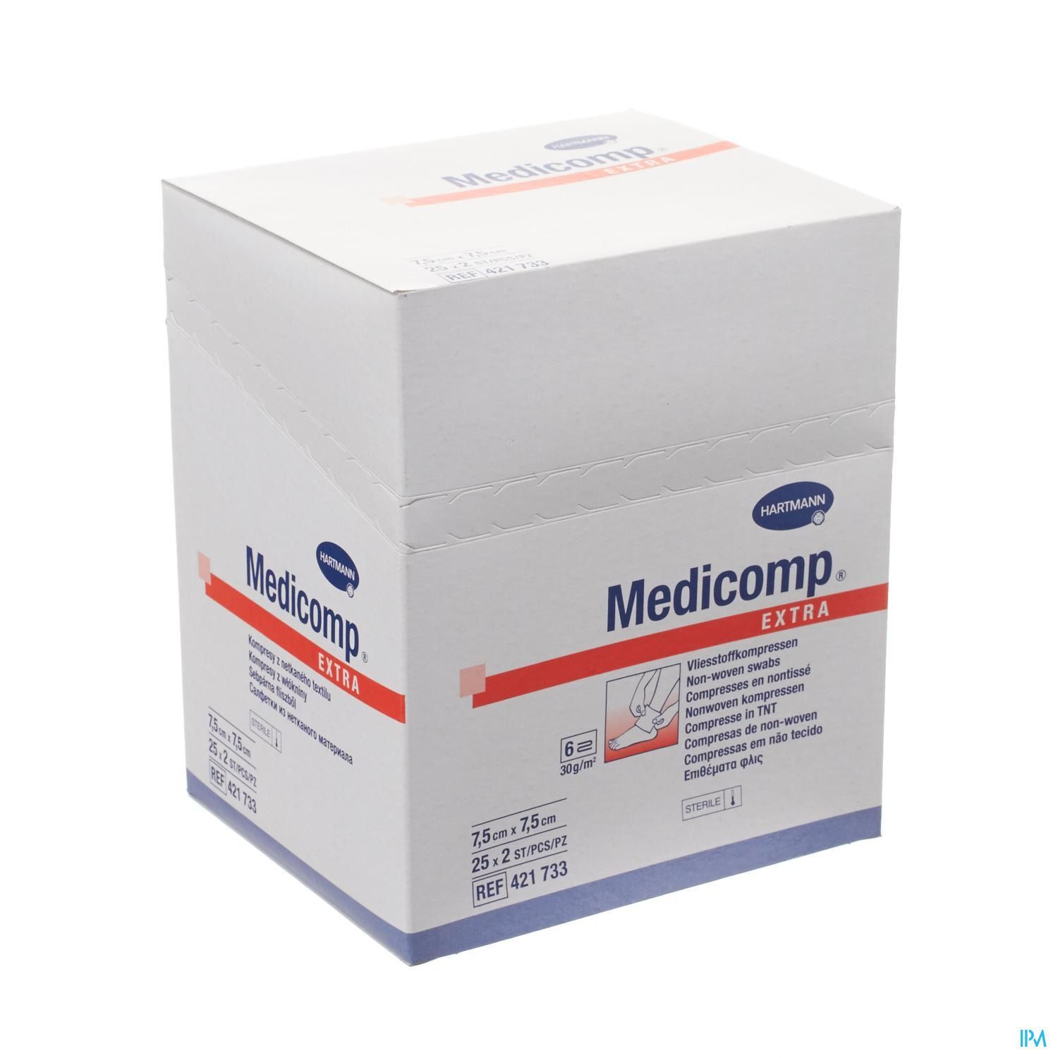 Hartmann Medicomp St 7,5x7,5 6pl 25x2 Pièce