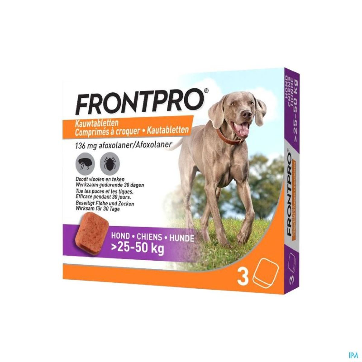 Frontpro 136mg Chiens de 25-50kg 3 Comprimés à Croquer